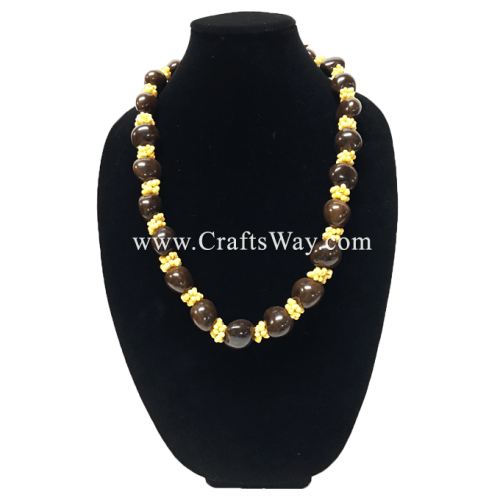 34" Hawaiian Kukui Nut & Mongo Shell Lei - CraftsWay., LLC