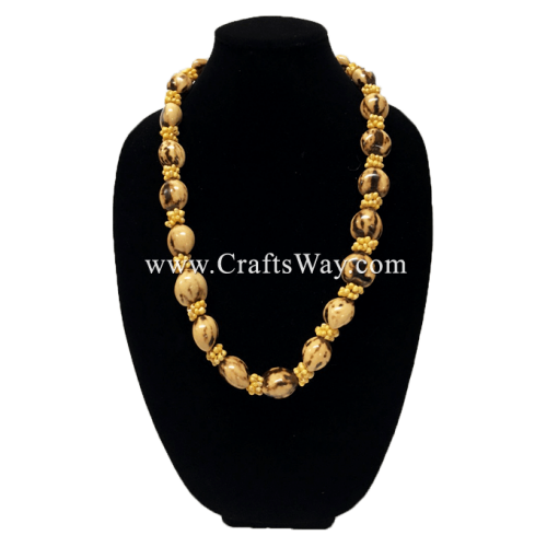 34" Hawaiian Kukui Nut & Mongo Shell Lei - CraftsWay., LLC