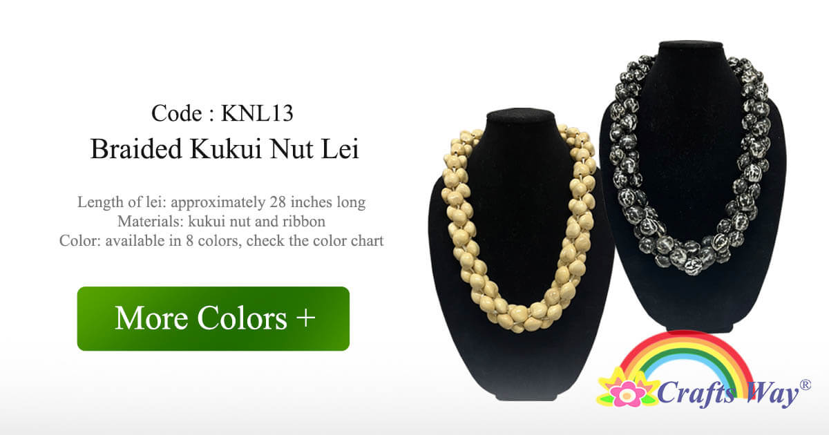 Hawaiian Braided Kukui Nut Lei 28" Long - CraftsWay., LLC